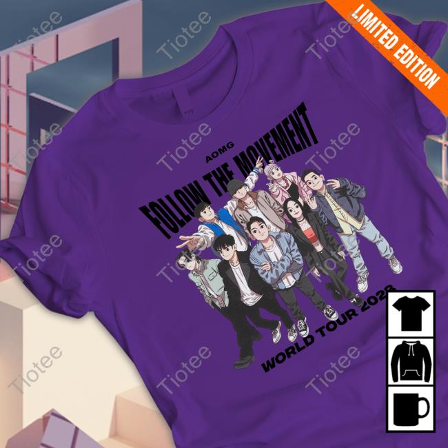 A6ove Store Aomg Follow The Movement World Tour 2023 Tee Shirt - Tiotee