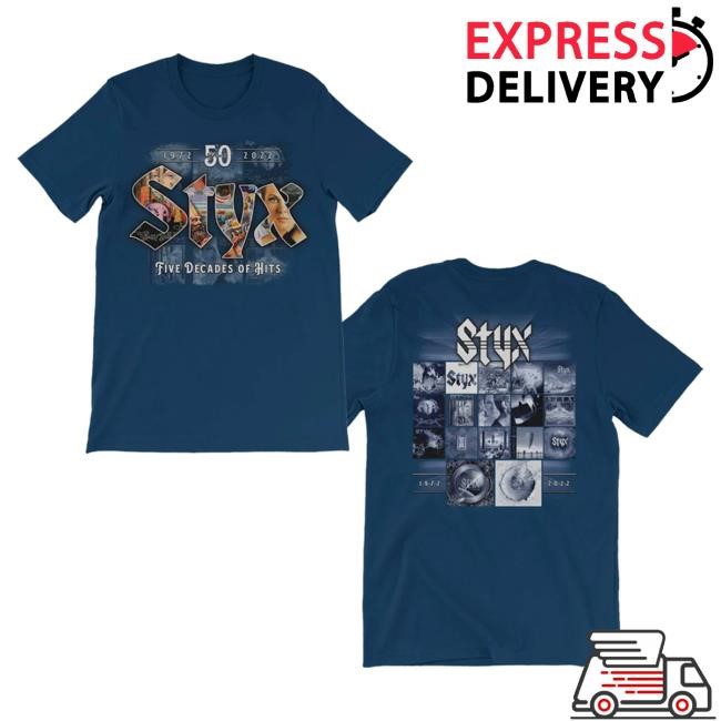 Official Styx World Clothing Styx - 5 Decades Of Hits T Shirt - Tiotee