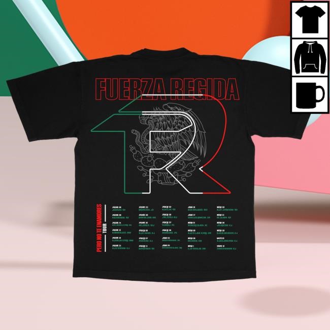Official Fuerza Regida Merch Store Mexican Flag - Black S/S New Shirt ...